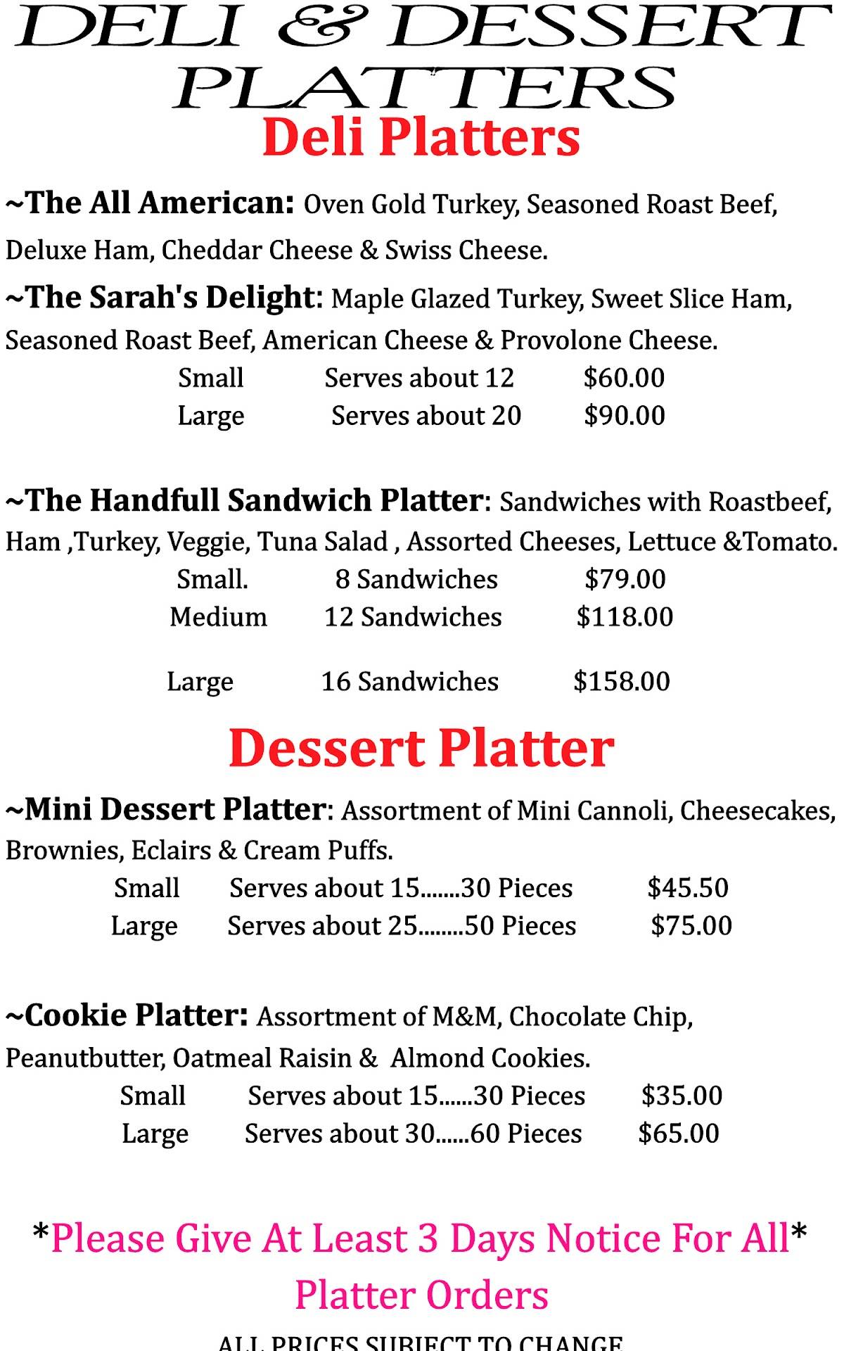 Menu at Sarah's Cheesecake & Cafe, Pittsfield, 180 Elm St G