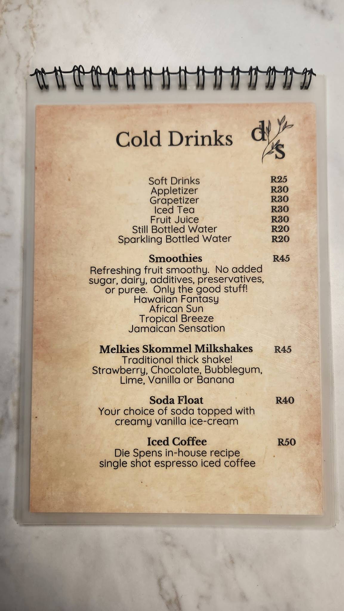 Carta de Die Spens Melkbosstrand, Ciudad del Cabo