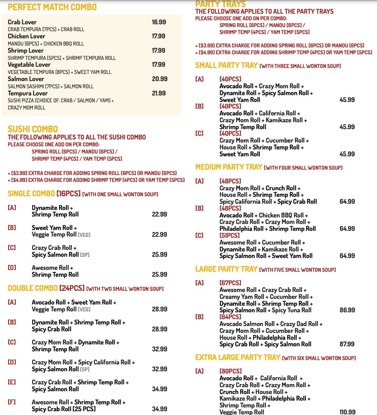 Menu au Mansu BBQ, Dieppe