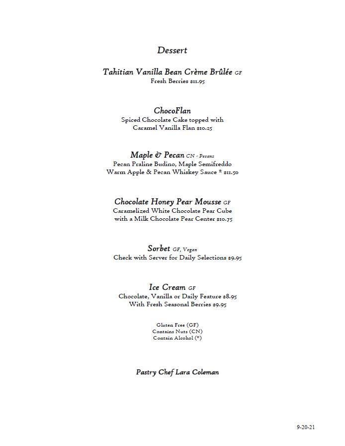 Menu at Different Pointe of View restaurant, Phoenix, N 7th St