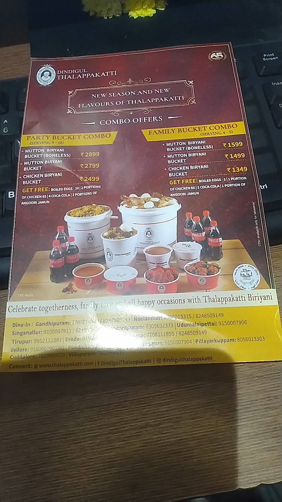 Menu at Dindigul Thalappakatti Restaurant - Gandhipuram, Coimbatore, 7th