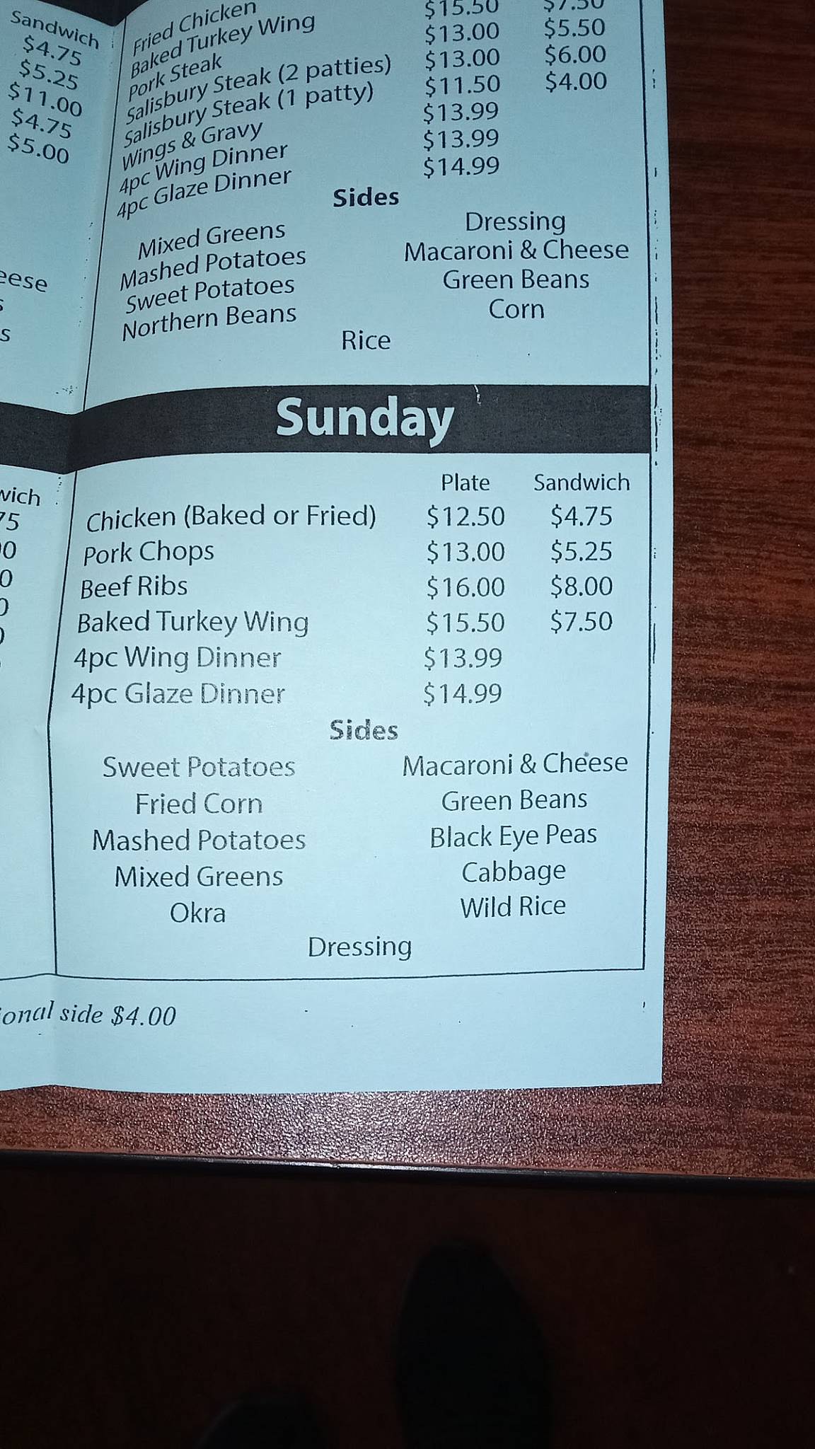 Menu at Diner's Delight restaurant, St. Louis