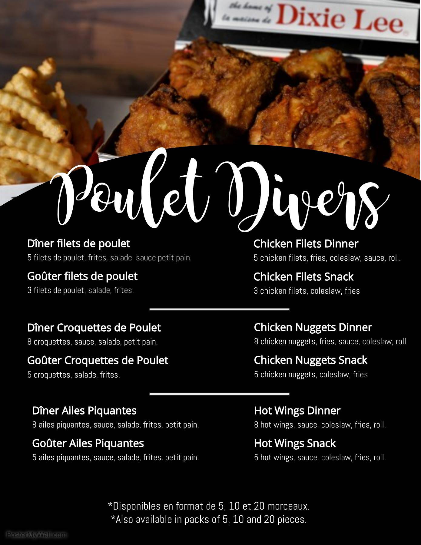 Menu at Dixie Lee restaurant, Chandler