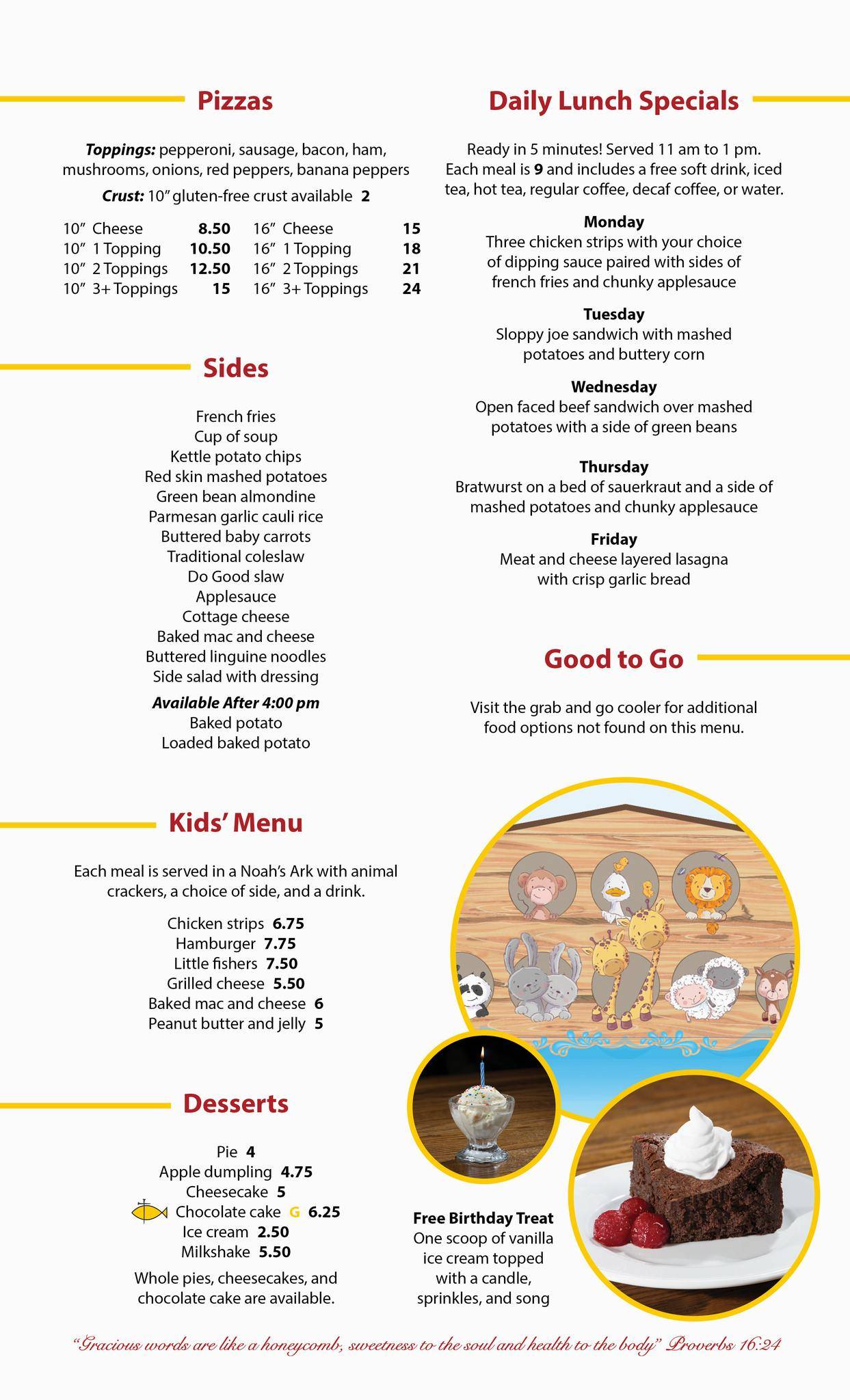 Menu at Do Good Restaurant and Ministry, Osgood, 25 Main St