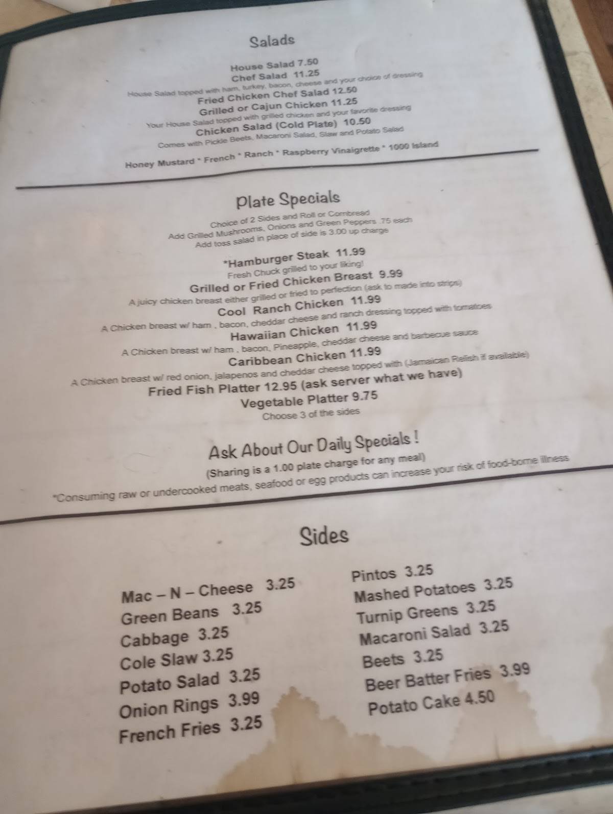 Menu at Dogwood Restaurant, Vinton