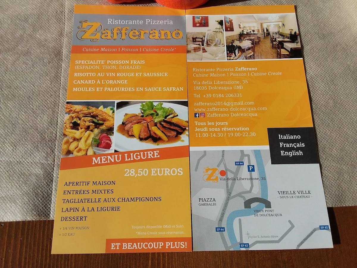 Speisekarte von Ristorante Zafferano, Dolceacqua