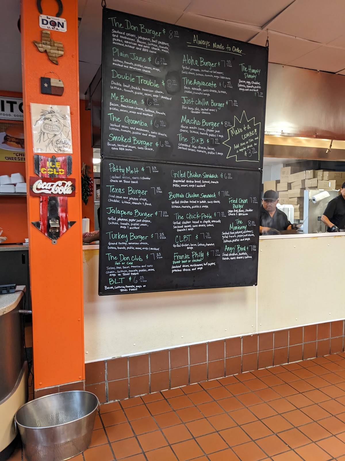 Menu at Don Burger restaurant, Garland