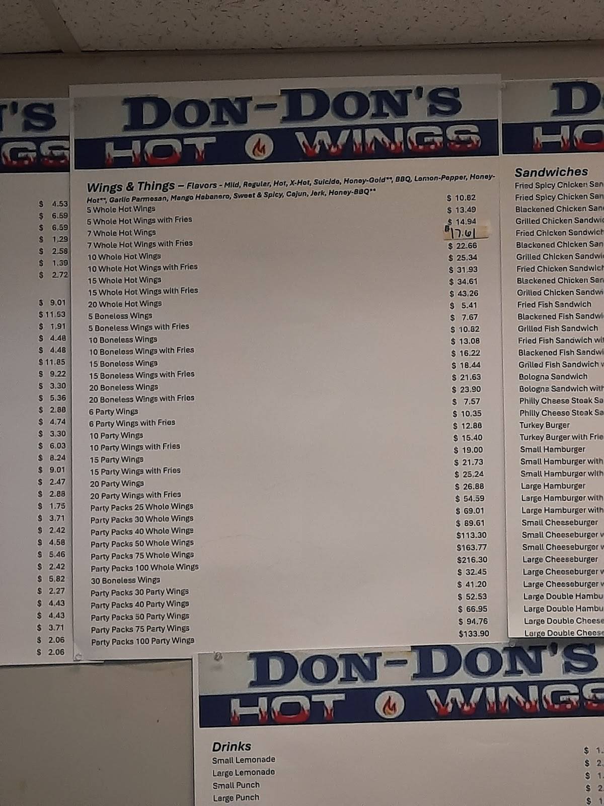 Menu at Don Don Hot Wings Bartlett, Bartlett, Bartlett Blvd