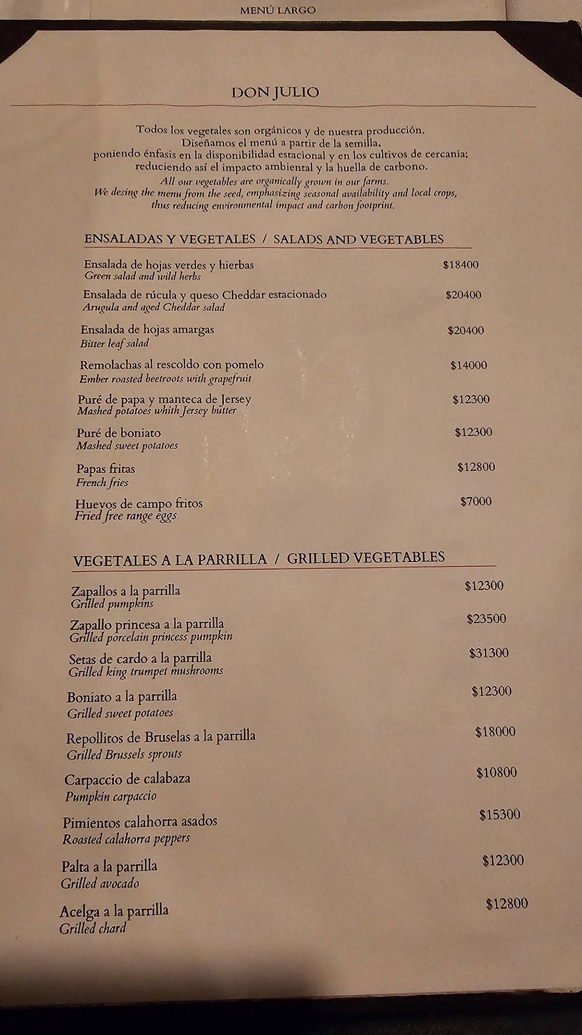 Menu at Don Julio Parrilla, Buenos Aires, Guatemala 4699