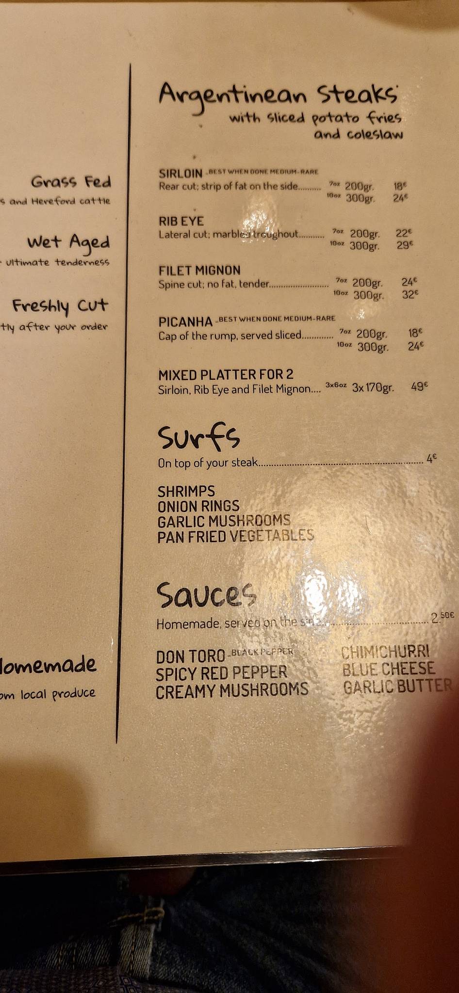 Menu at Don Toro - Angus Grill steakhouse, Lagos