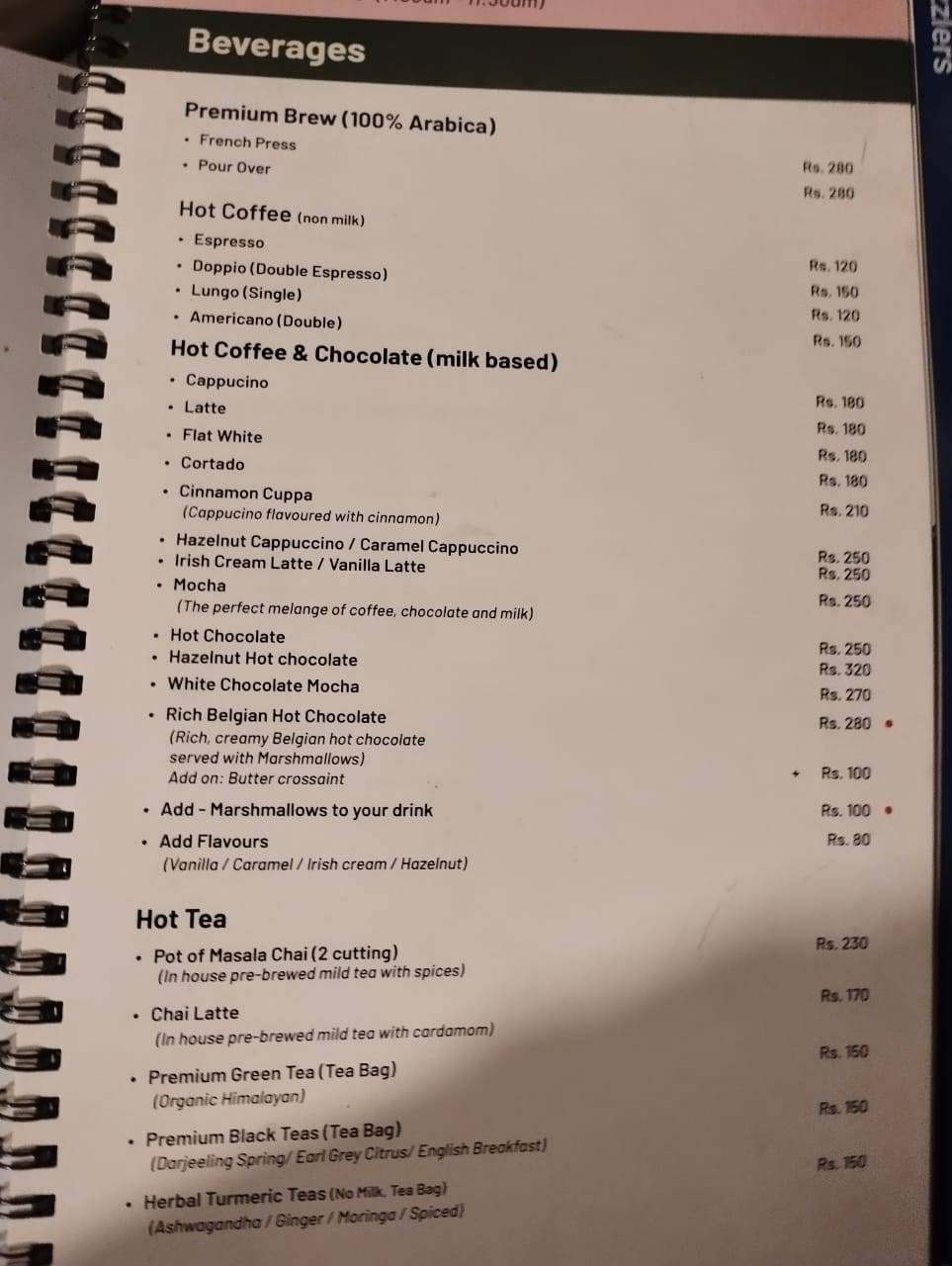 Menu at Perfect Cup - Cafe Bar, Panaji