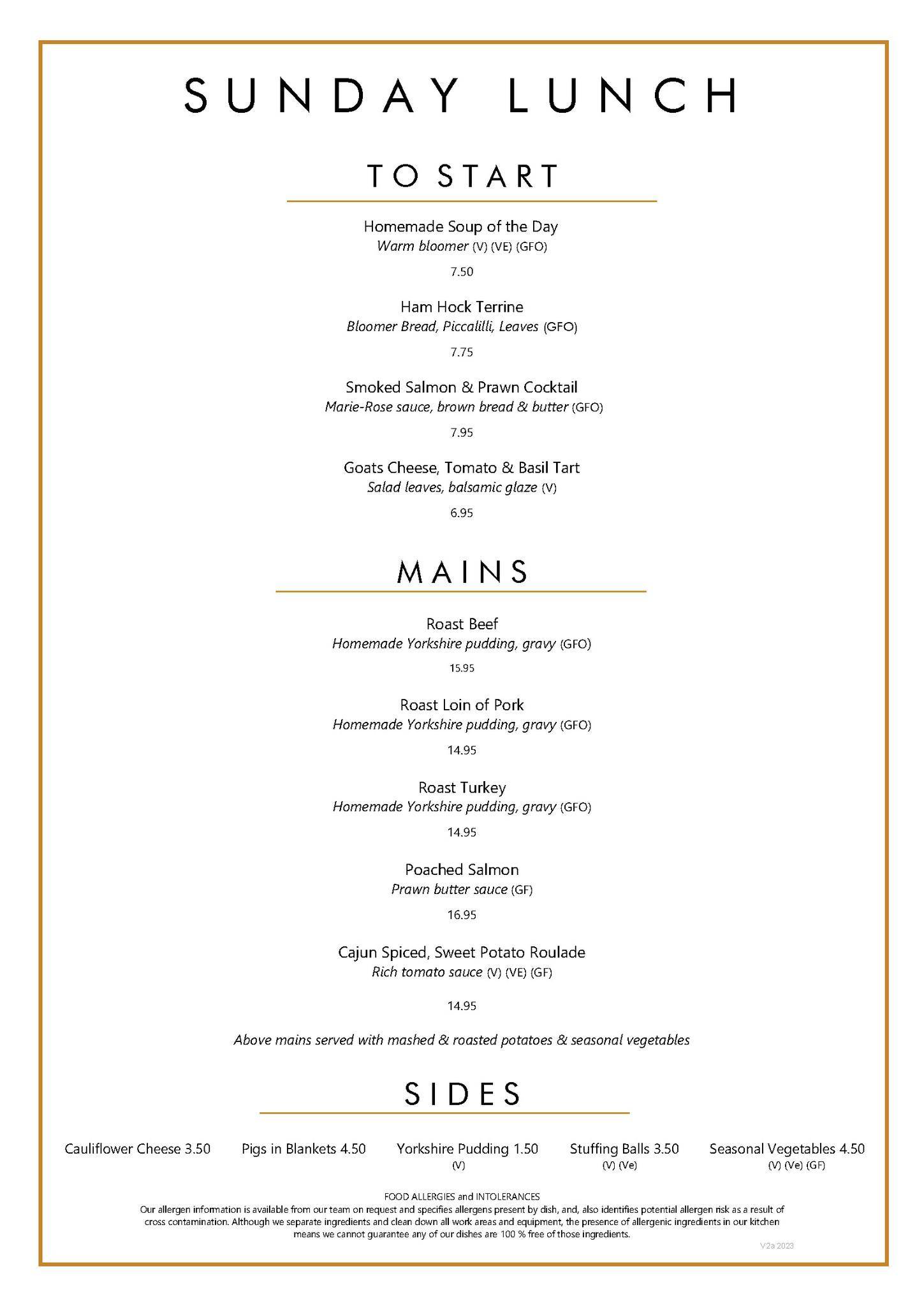 Menu at The Earl Of Doncaster Hotel restaurant, Doncaster