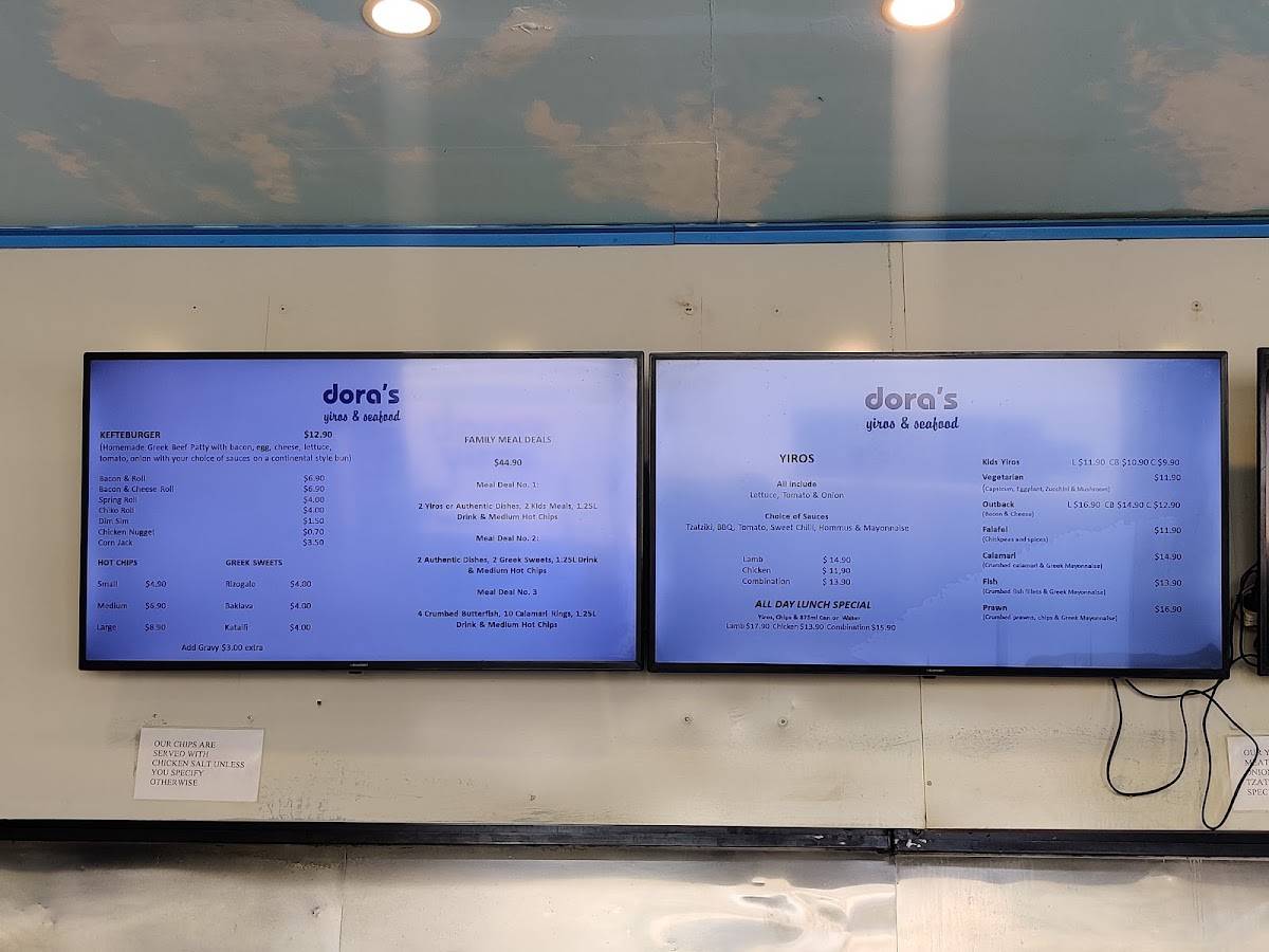 Menu at Doras Yiros fast food, Woodville West