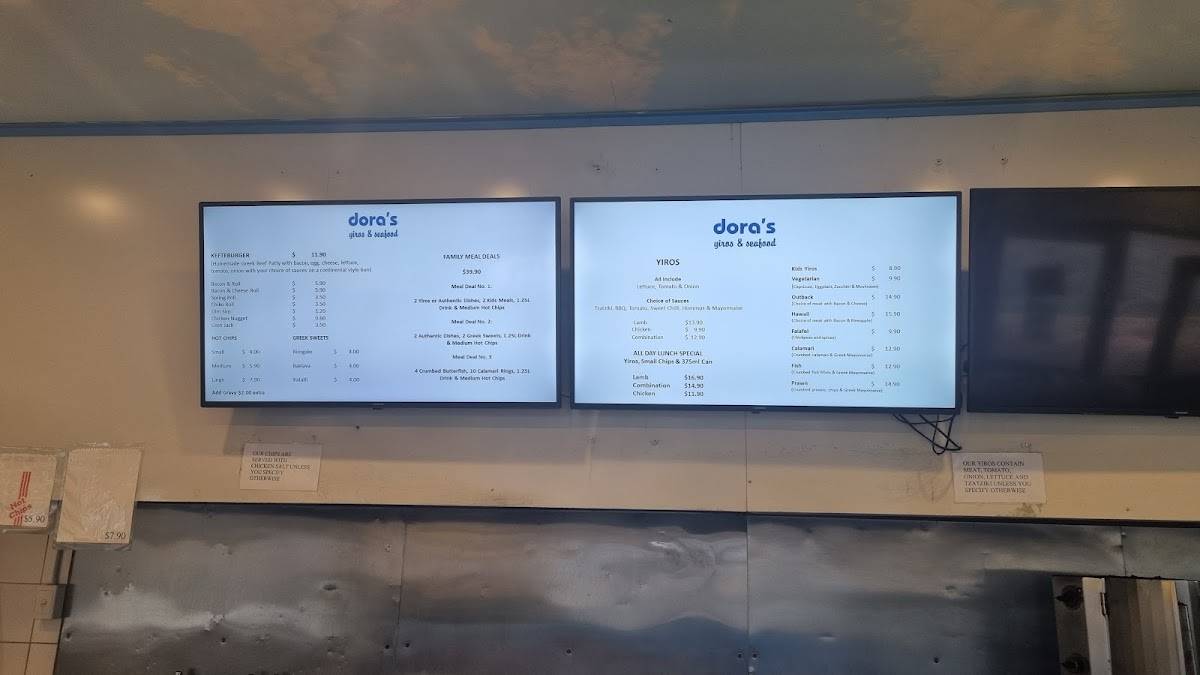 Menu at Doras Yiros fast food, Woodville West