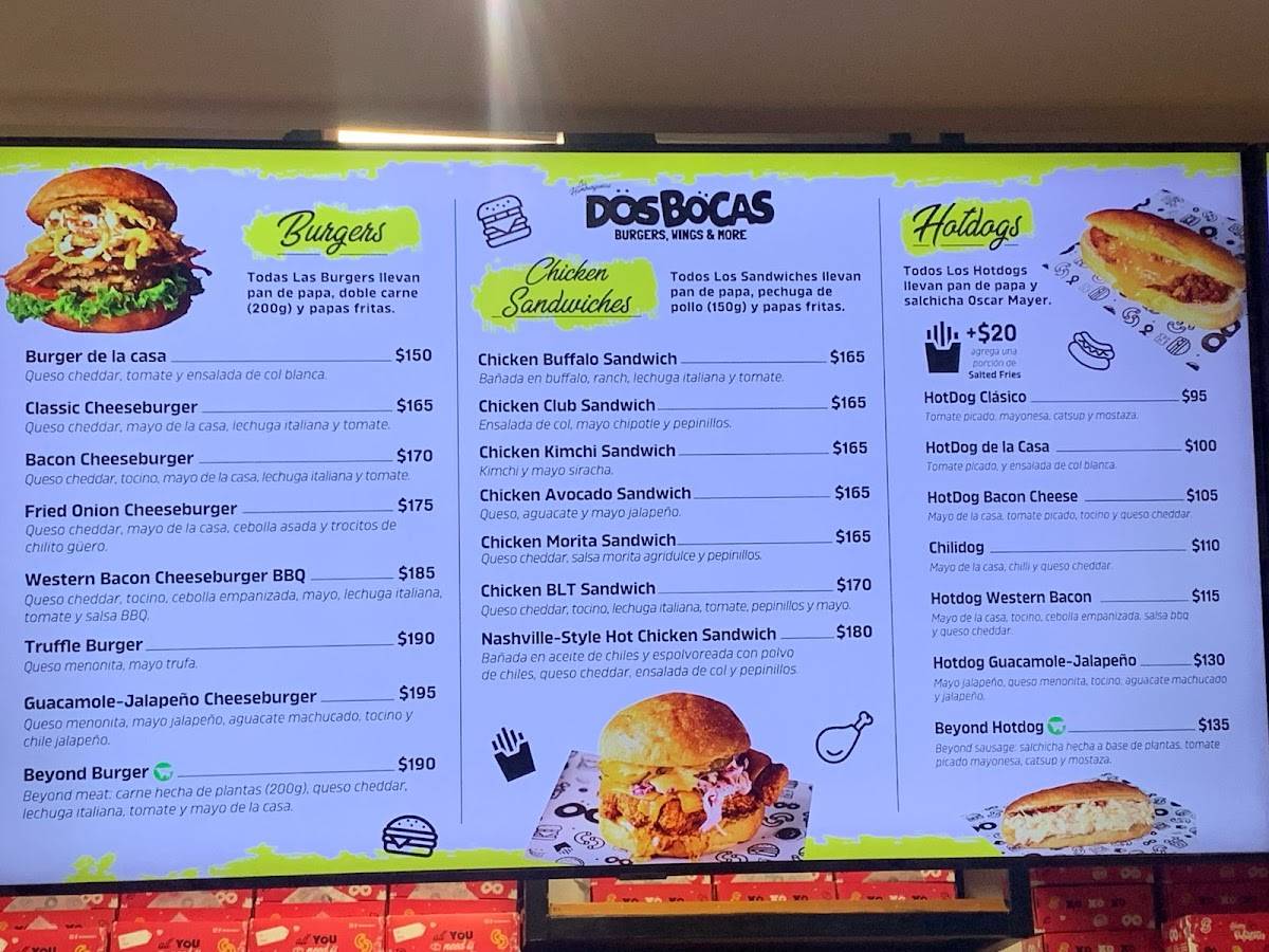 Menu at Dos Bocas Ampliación restaurant, Ciudad Madero