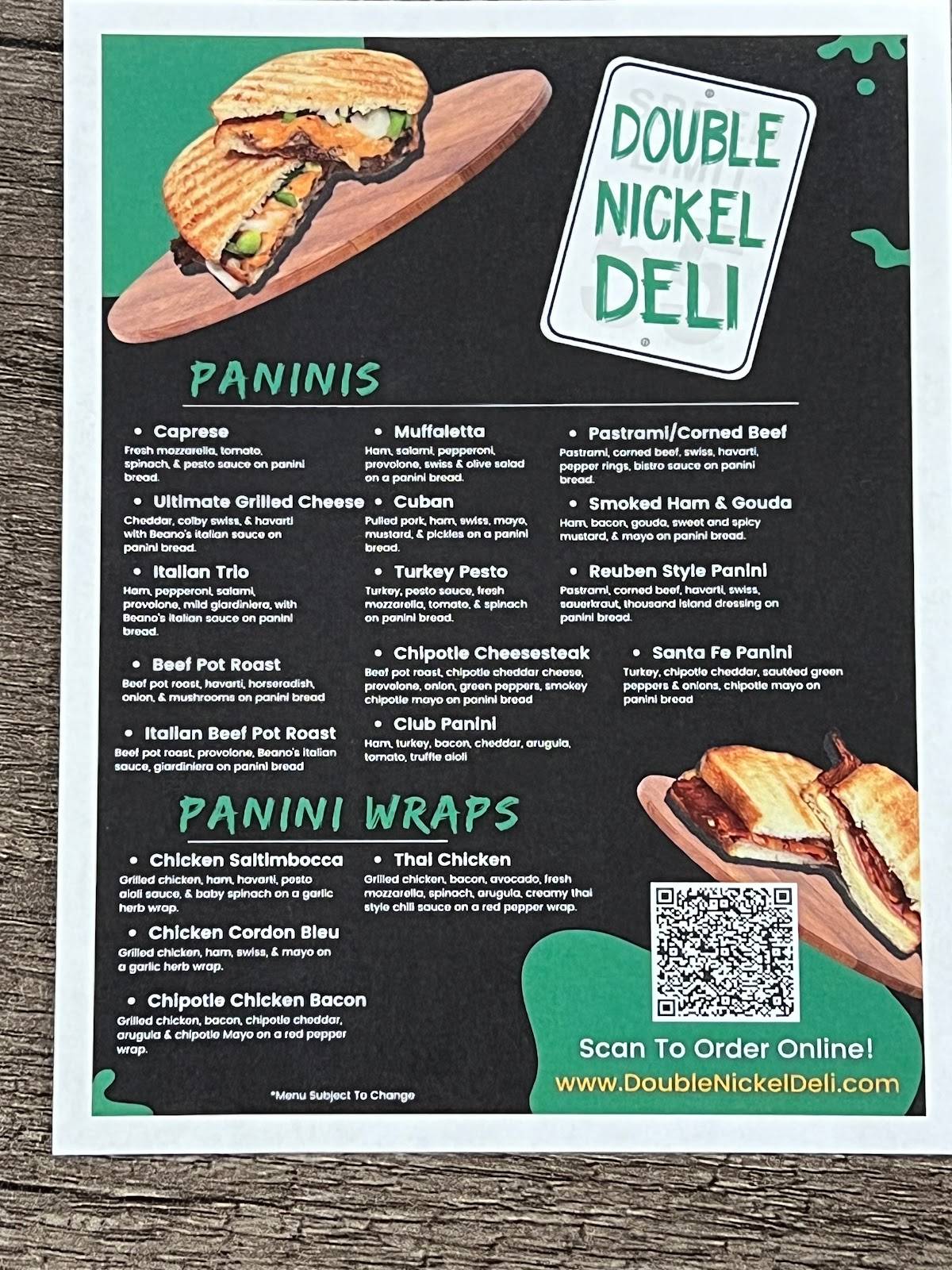 Menu at Double Nickel Deli restaurant, Camp Douglas