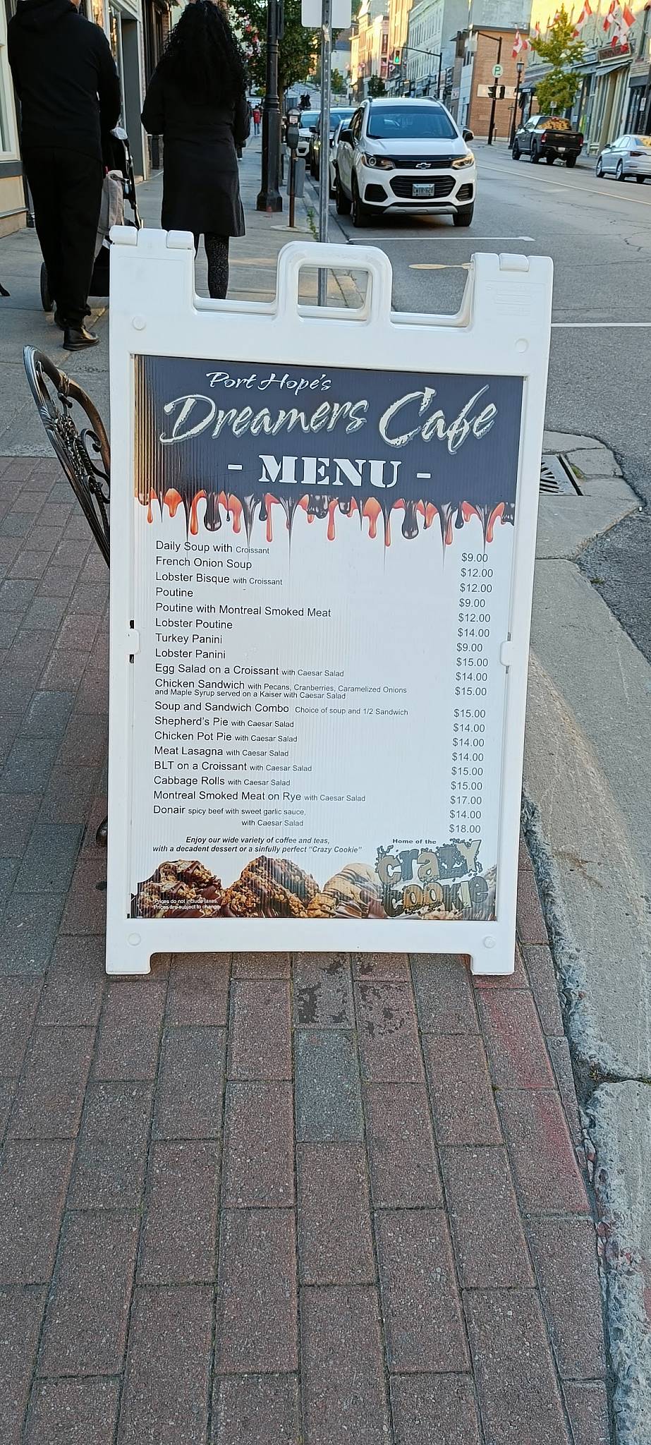 Menu at Dreamer's Cafe, Port Hope