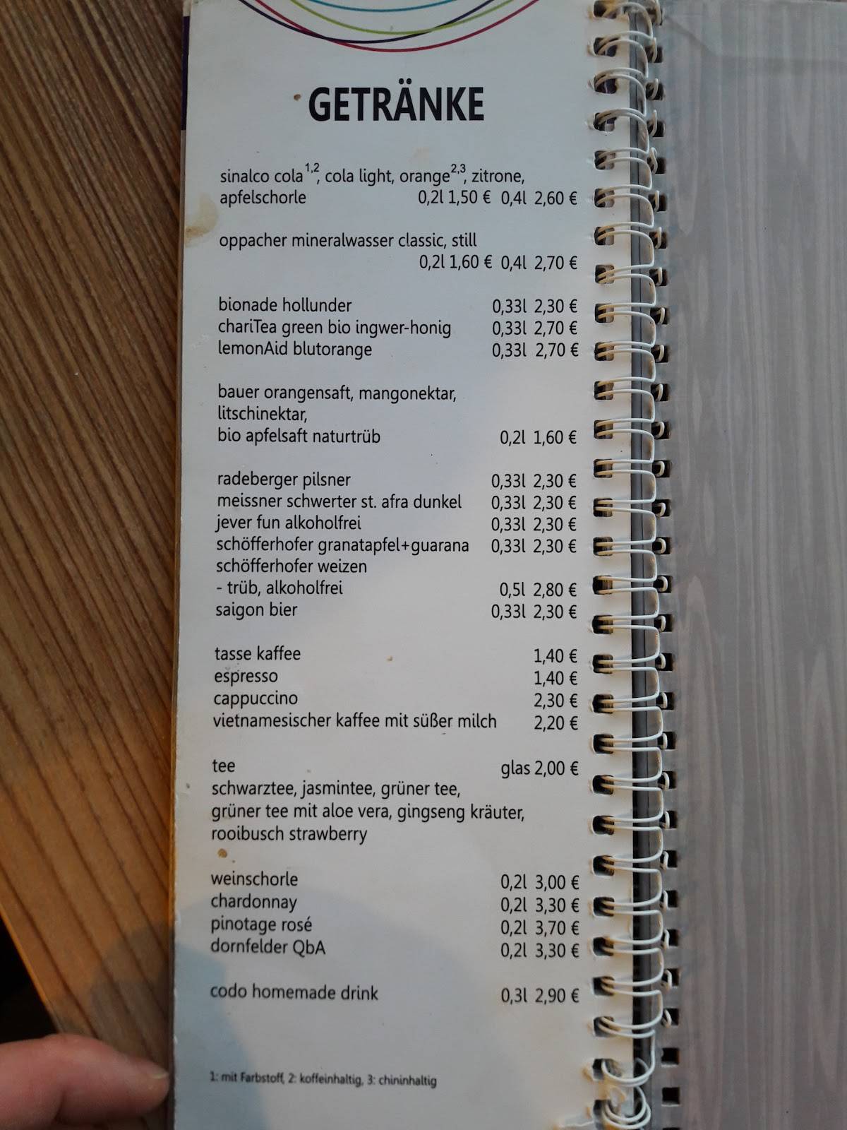 Speisekarte von Côdô restaurant, Dresden, Königsbrücker Str. 72