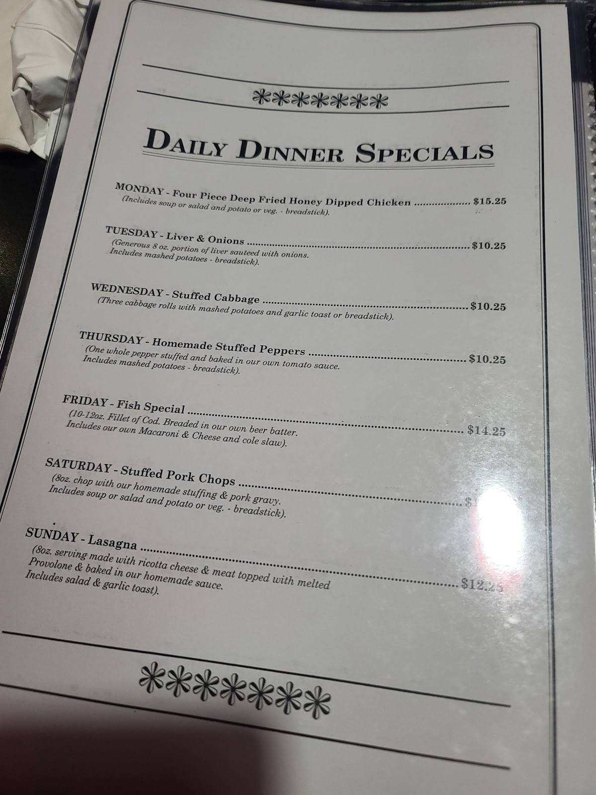 Menu at Drew Menas Restaurant & Lounge, North Versailles