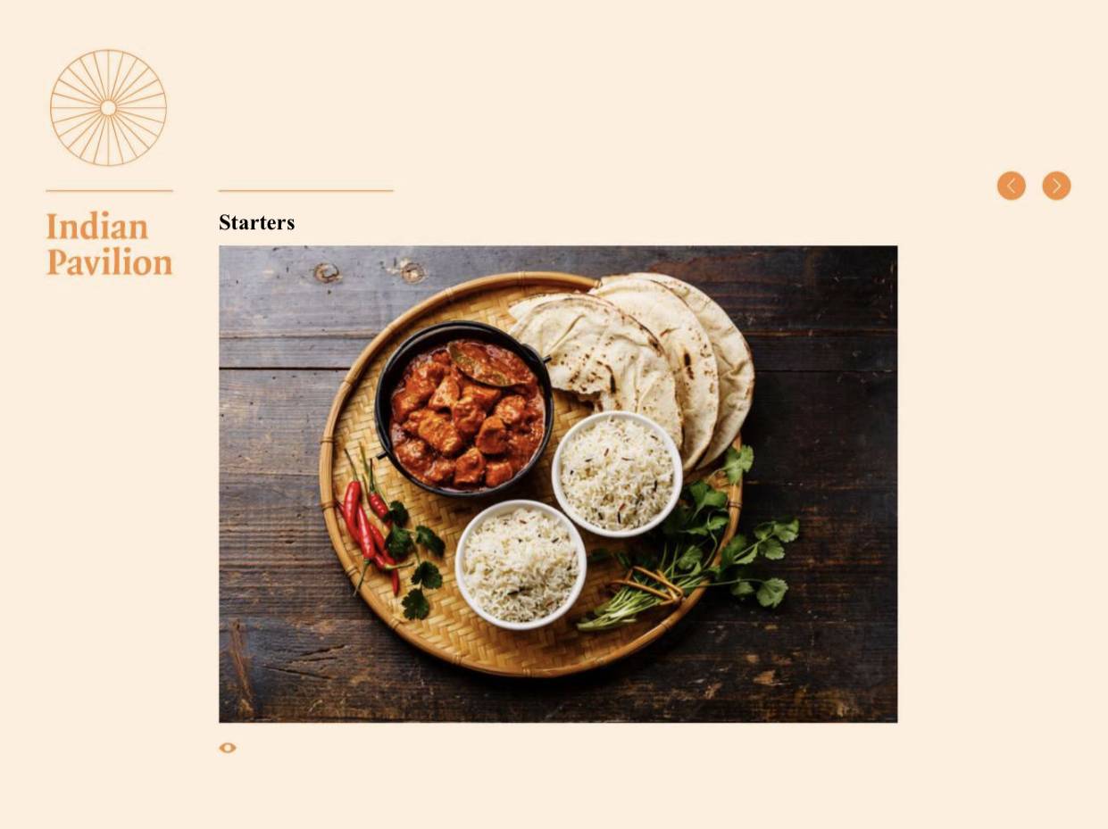 Carta del restaurante Indian Pavilion, Dubai, Umm Al Sheif Rd