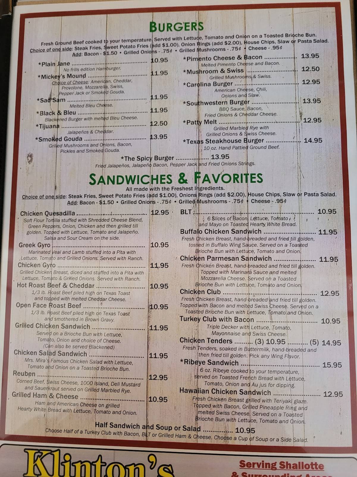 Menu at Duffer's Bar & Grill, Shallotte