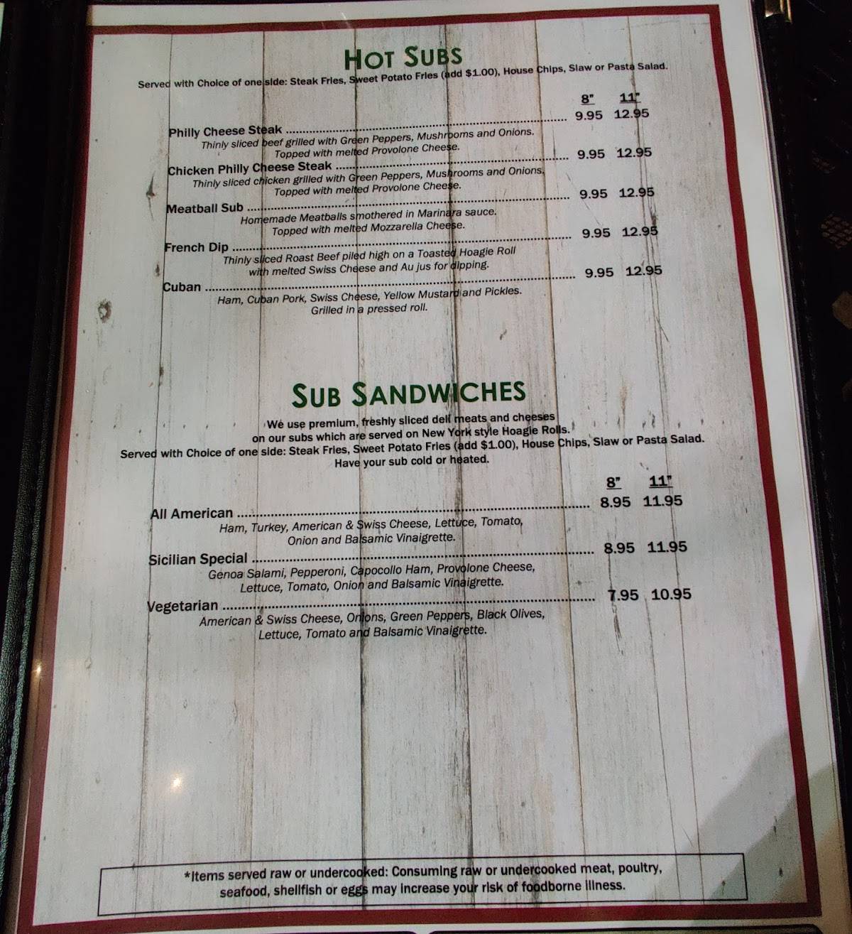 Menu at Duffer's Bar & Grill, Shallotte