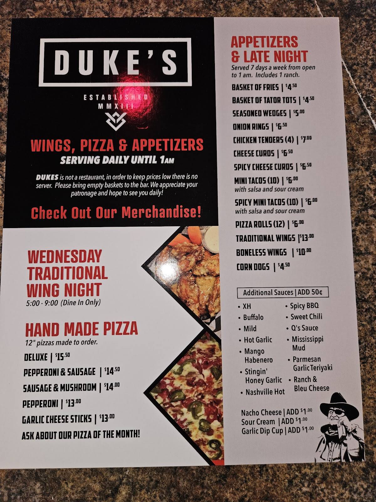 Menu at Dukes Food & Spirits pub & bar, Green Bay