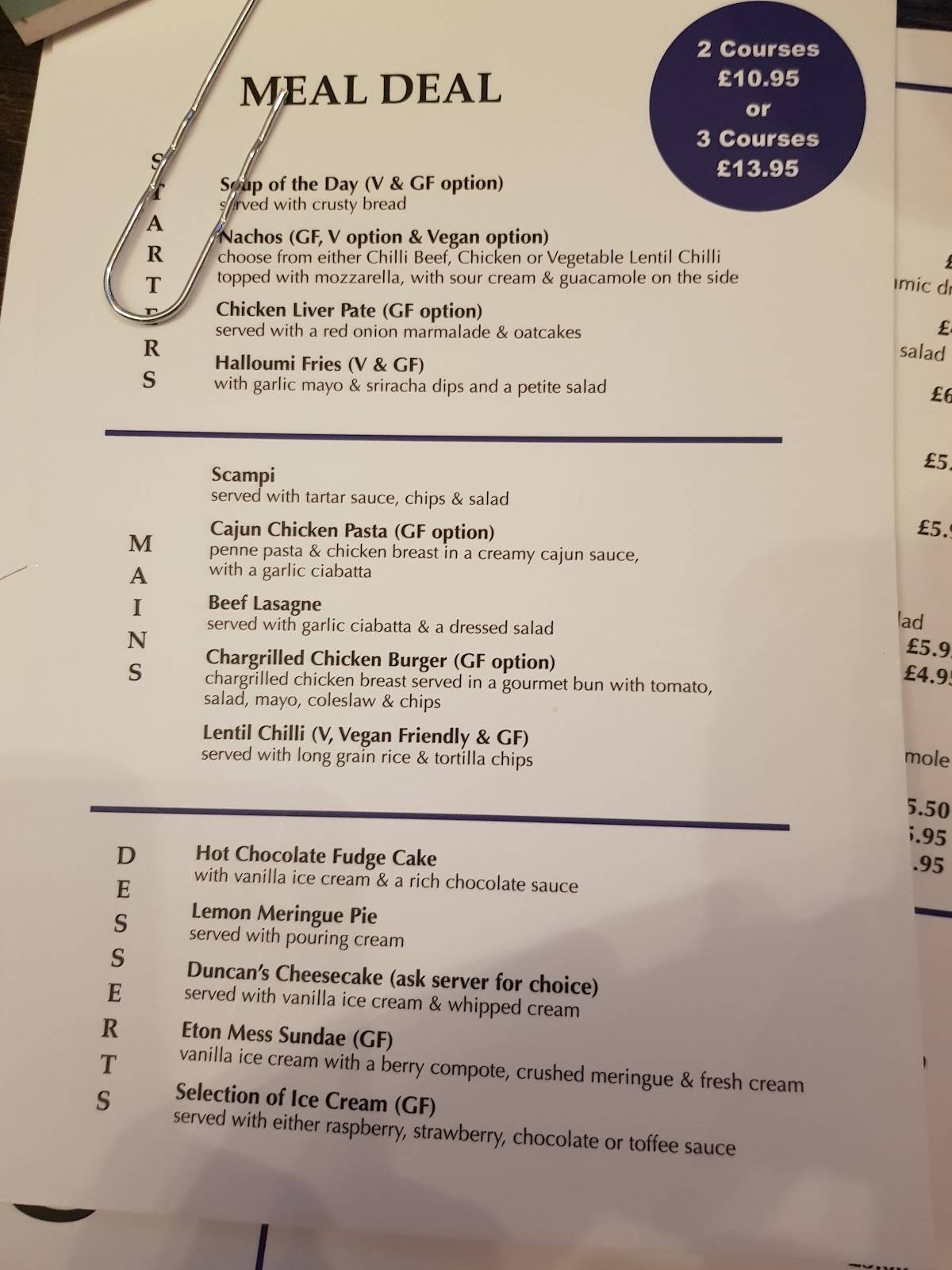 Menu at Duncan's Bar and Bistro, Irvine