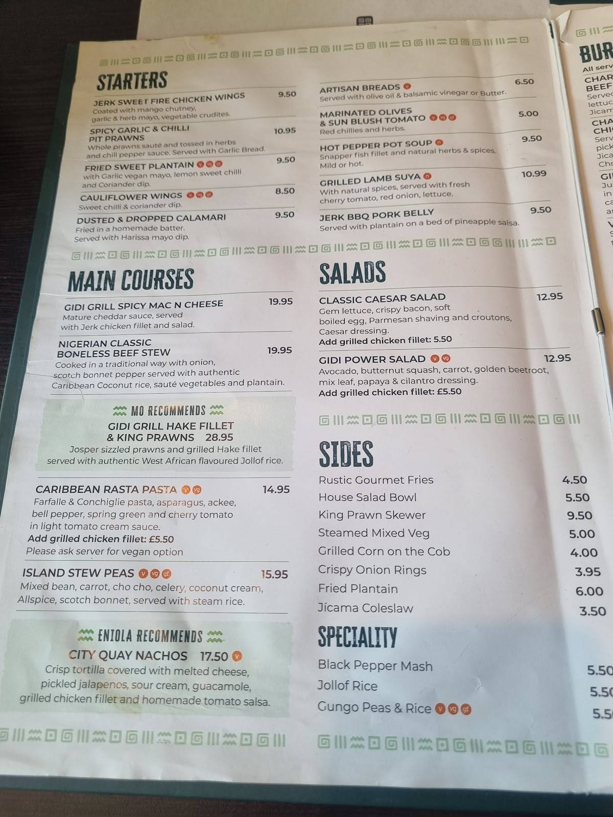 Menu at Gidi Grill, Dundee BBQ, Dundee