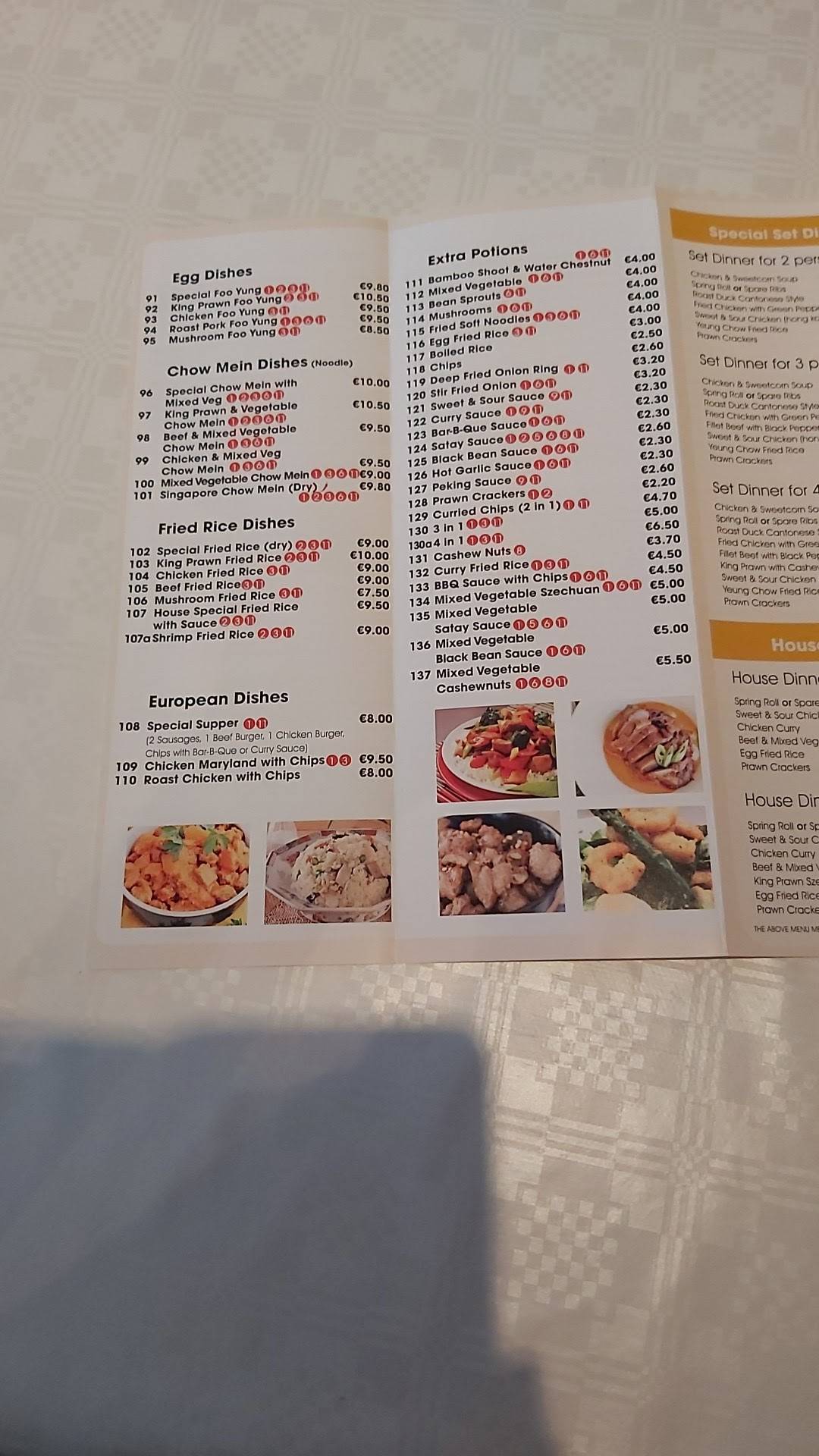 Menu at Golden Phoenix restaurant, Dunshaughlin