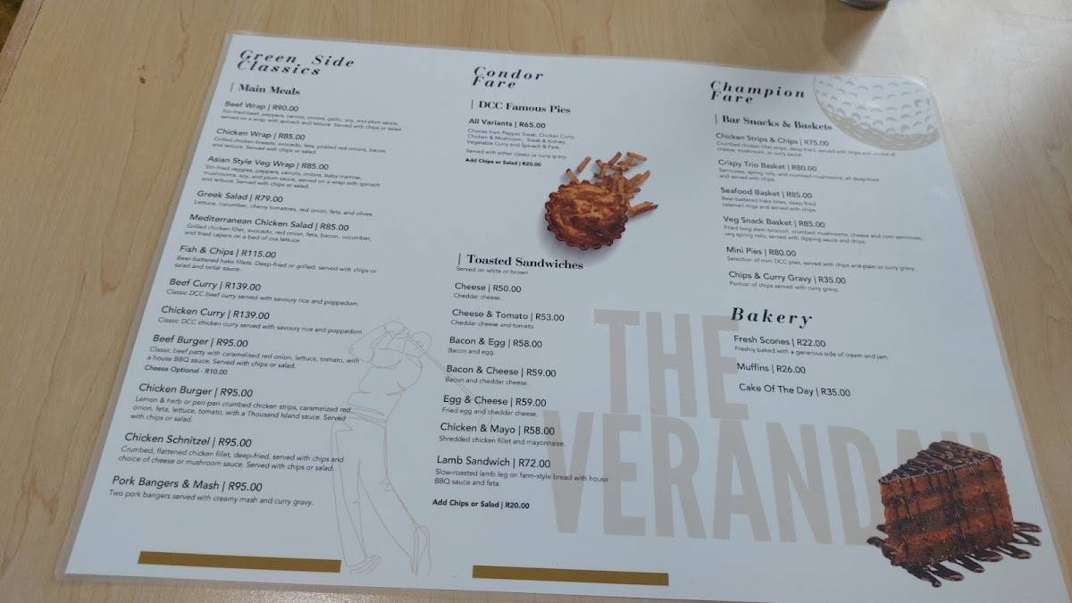Menu at Durban Country Club Restaurant, Durban