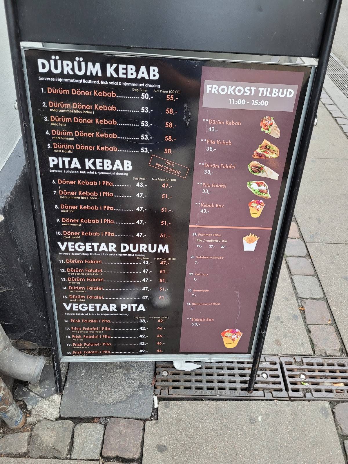 Menu at Durum Bar Nørreport Döner Kebab, Copenhagen, Nørregade 53