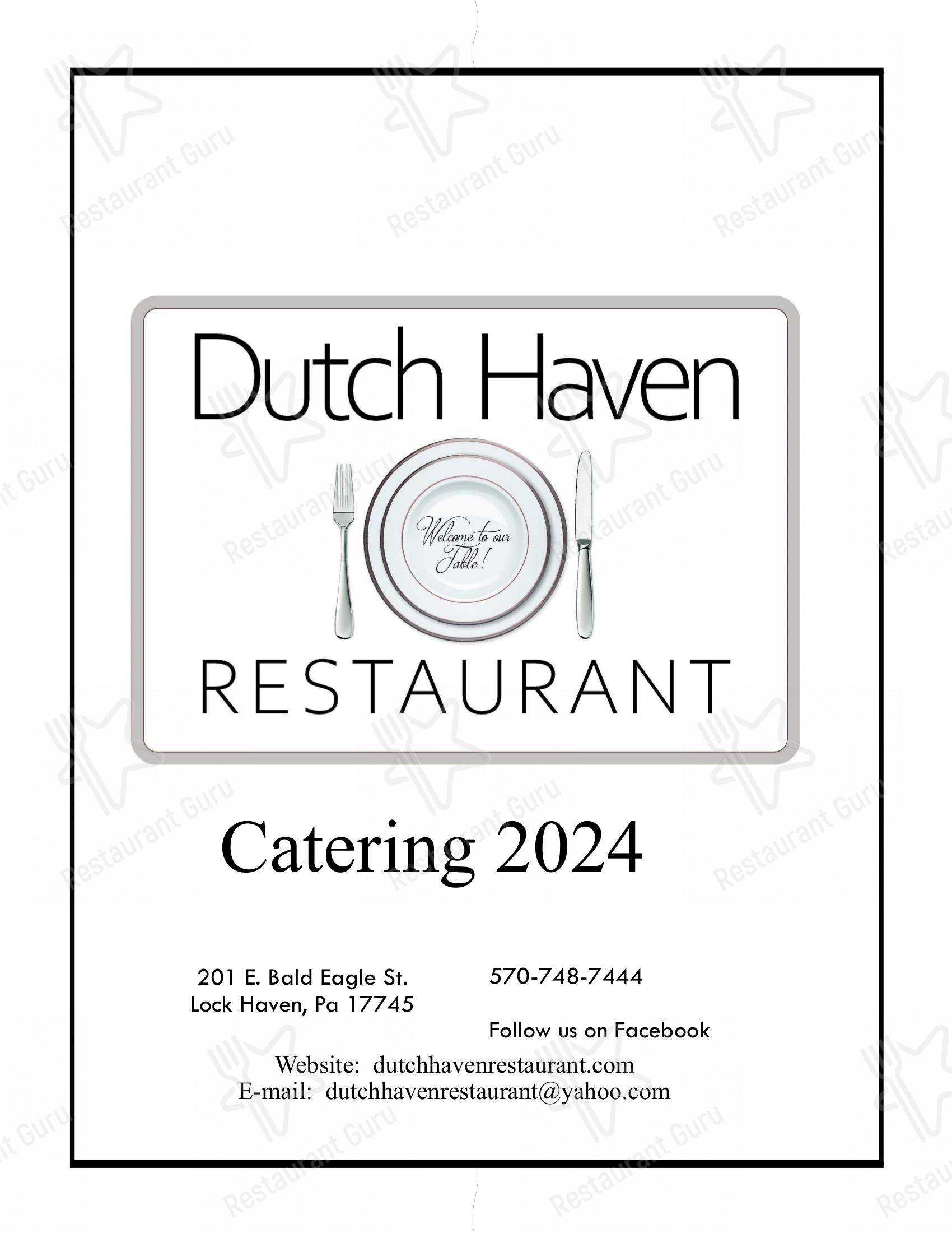 Menu at Dutch Haven Restaurant, Lock Haven