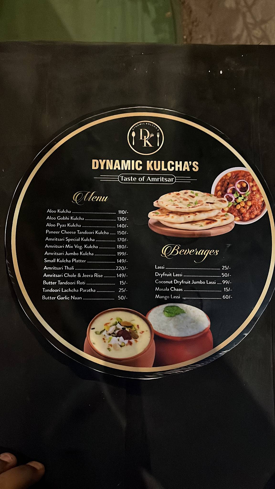 Menu at Dynamic Kulcha’s, Mumbai
