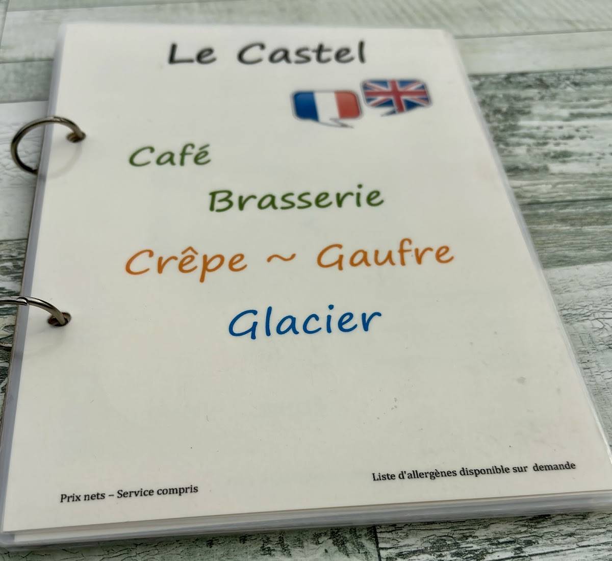Menu au Le Castel café, Sainte-Mère-Église