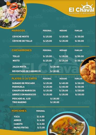 Carta del restaurante EL CHAVAL, Pacasmayo