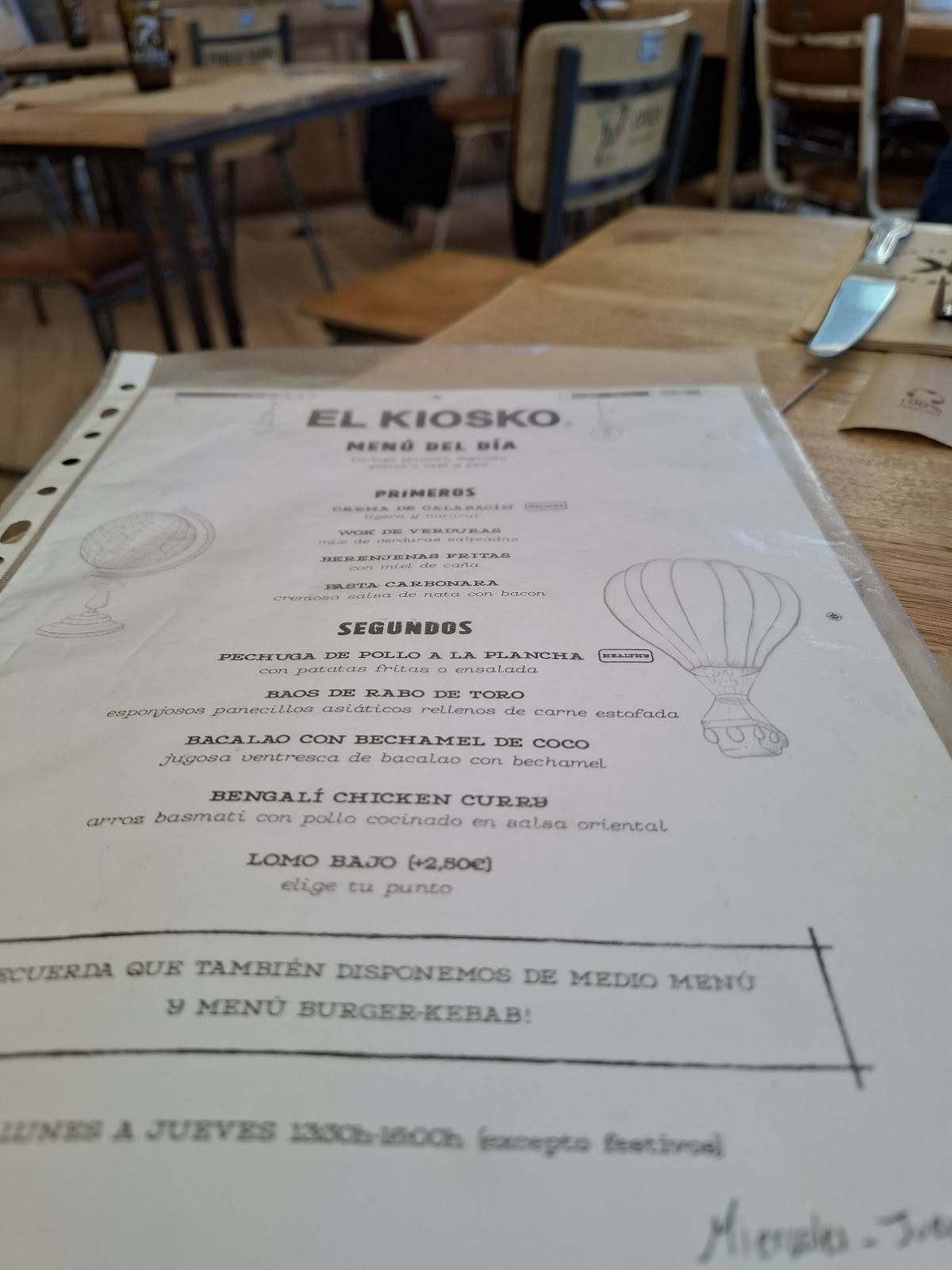 Carta del restaurante EL KIOSKO Gran Plaza 2, Majadahonda