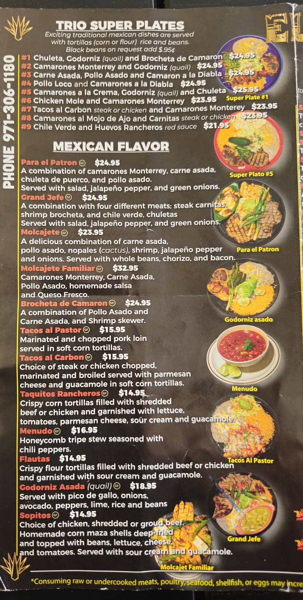 Menu at EL TRIO LOCO III restaurant, Rockaway Beach