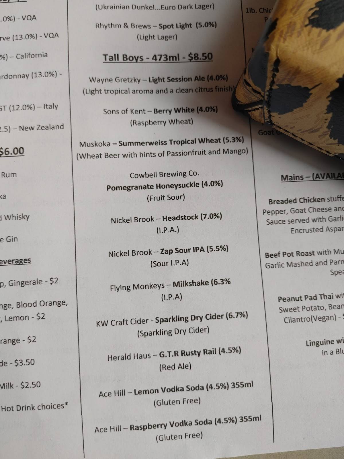 Menu at EVO Kitchen & Bar, Cambridge