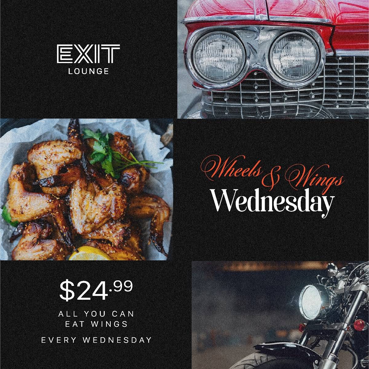 Menu at EXIT Lounge restaurant, Ottawa