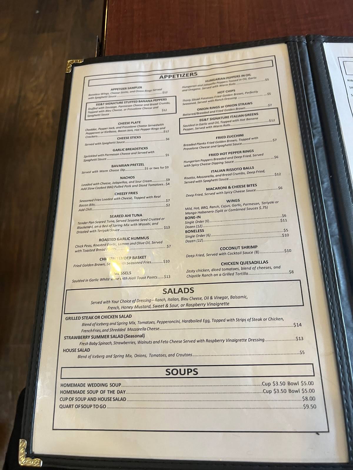 Menu at Eagle Grille & Tavern restaurant, Hubbard