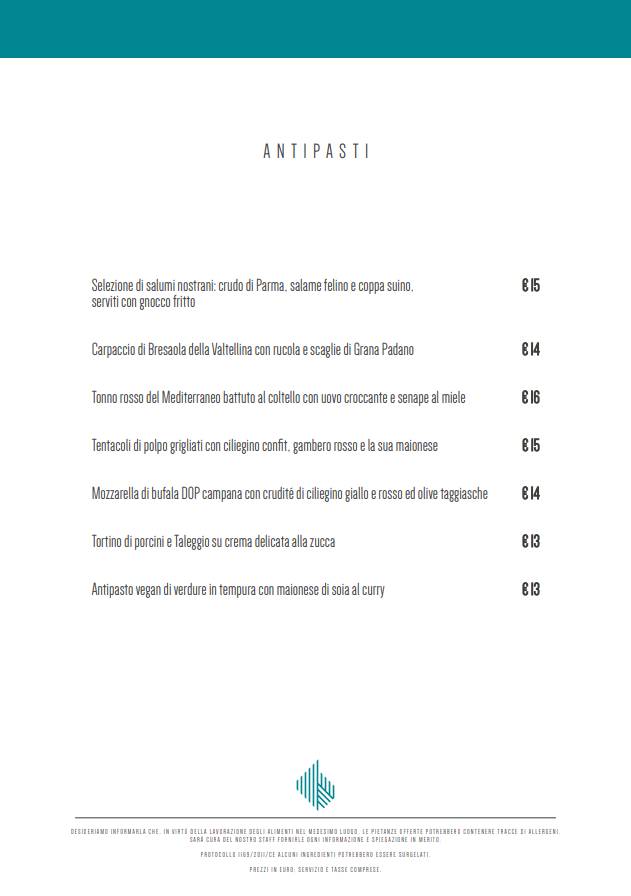 Carta de Eat Restaurant, Castenedolo