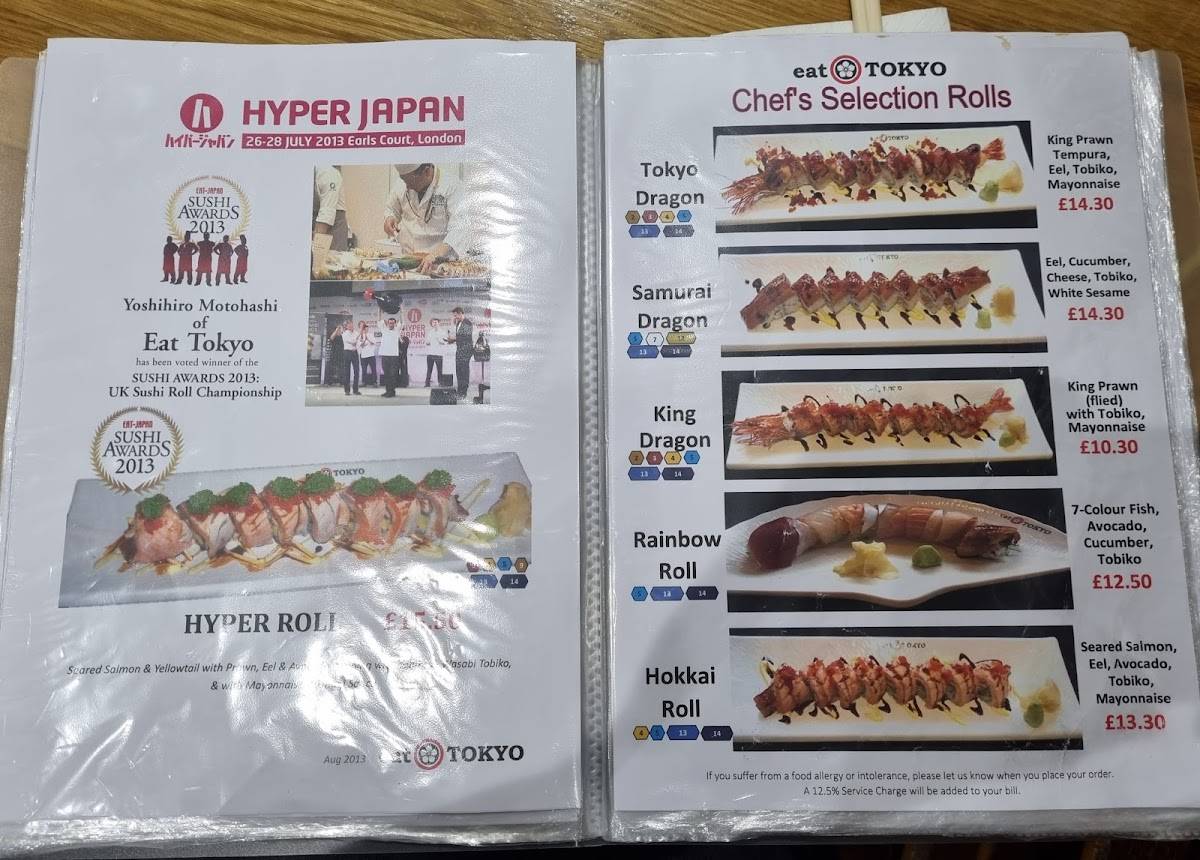 Menu at Eat Tokyo (Soho) restaurant, London, 16 Old Compton St