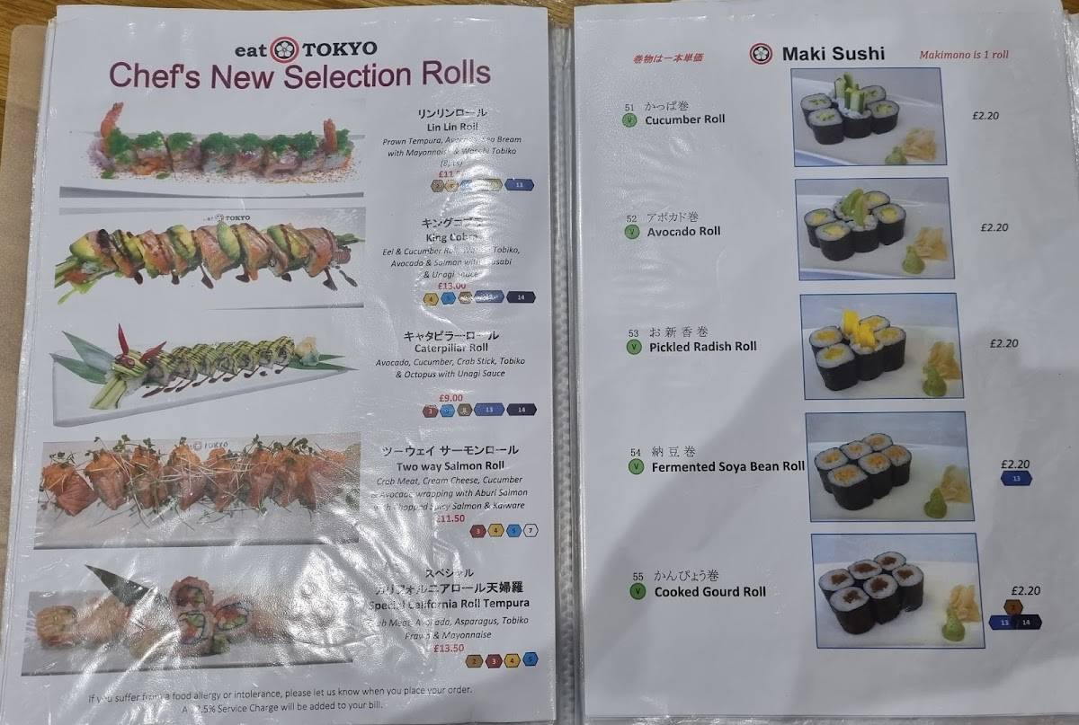 Menu at Eat Tokyo (Soho) restaurant, London, 16 Old Compton St