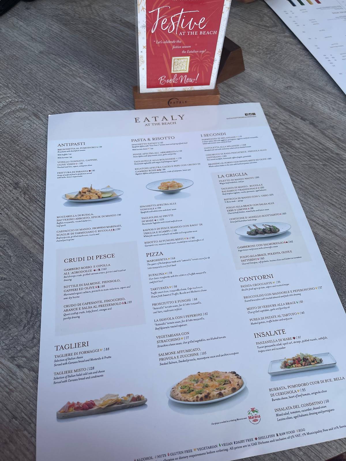 Carta del restaurante Eataly at The Beach Dubai, Dubai
