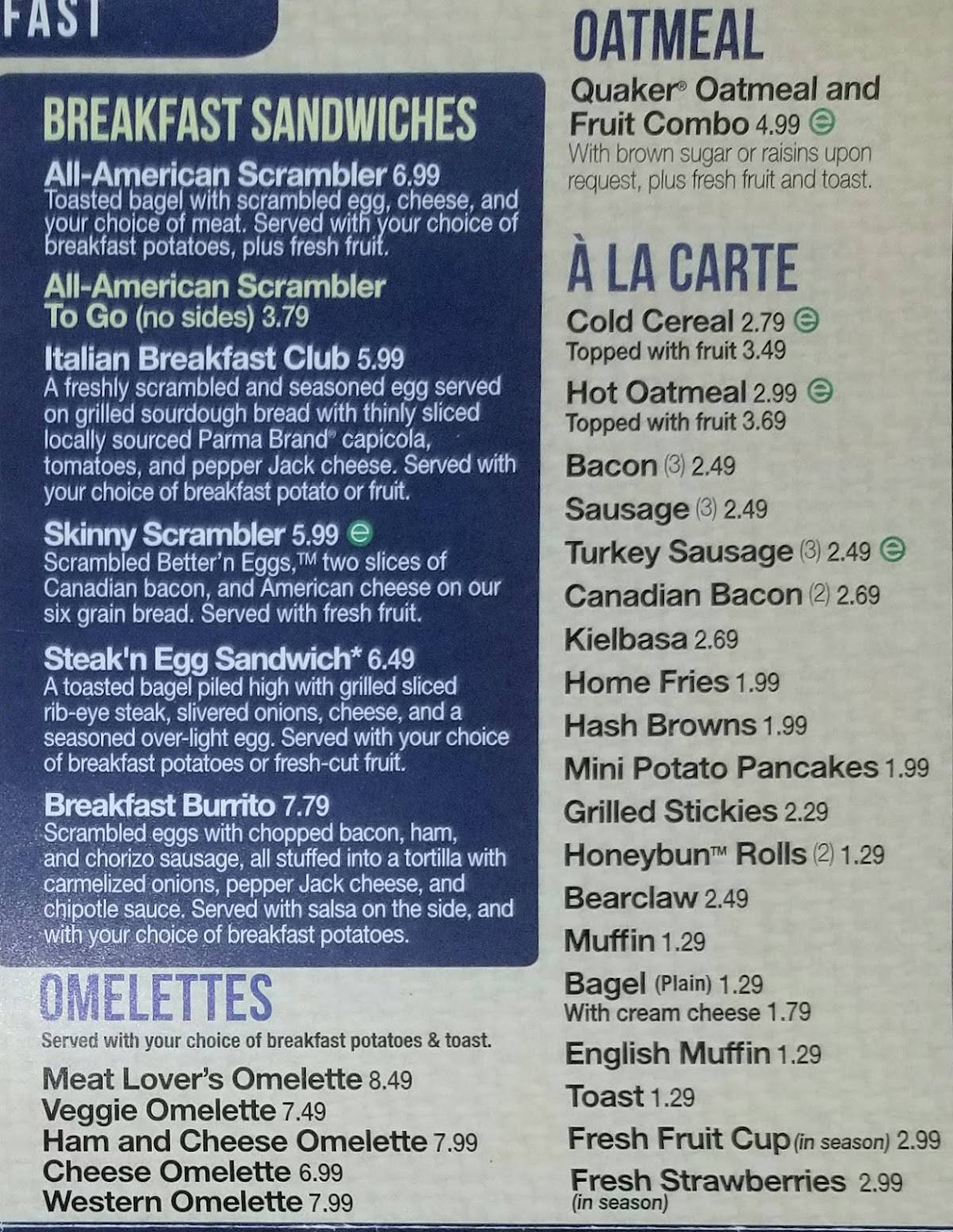 Menu at Eat'n Park restaurant, Monaca