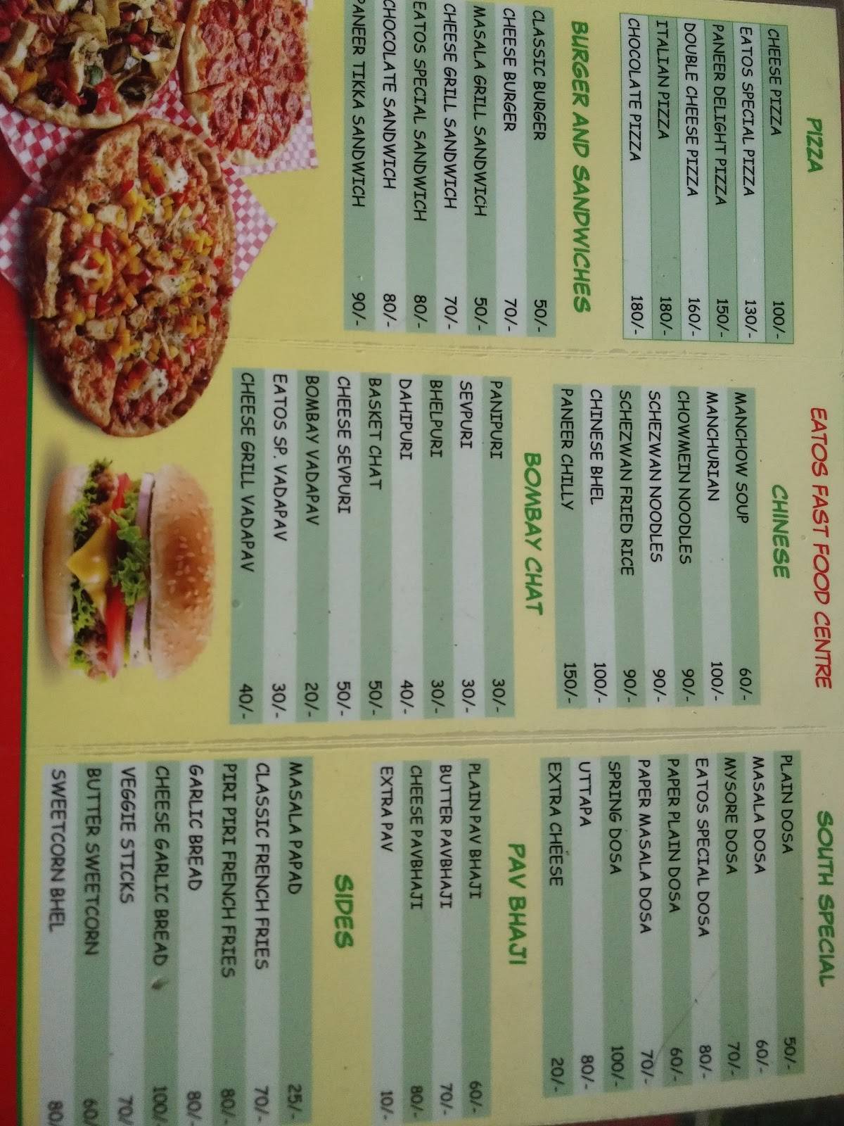Menu at Eatos Imperial, Nandurbar