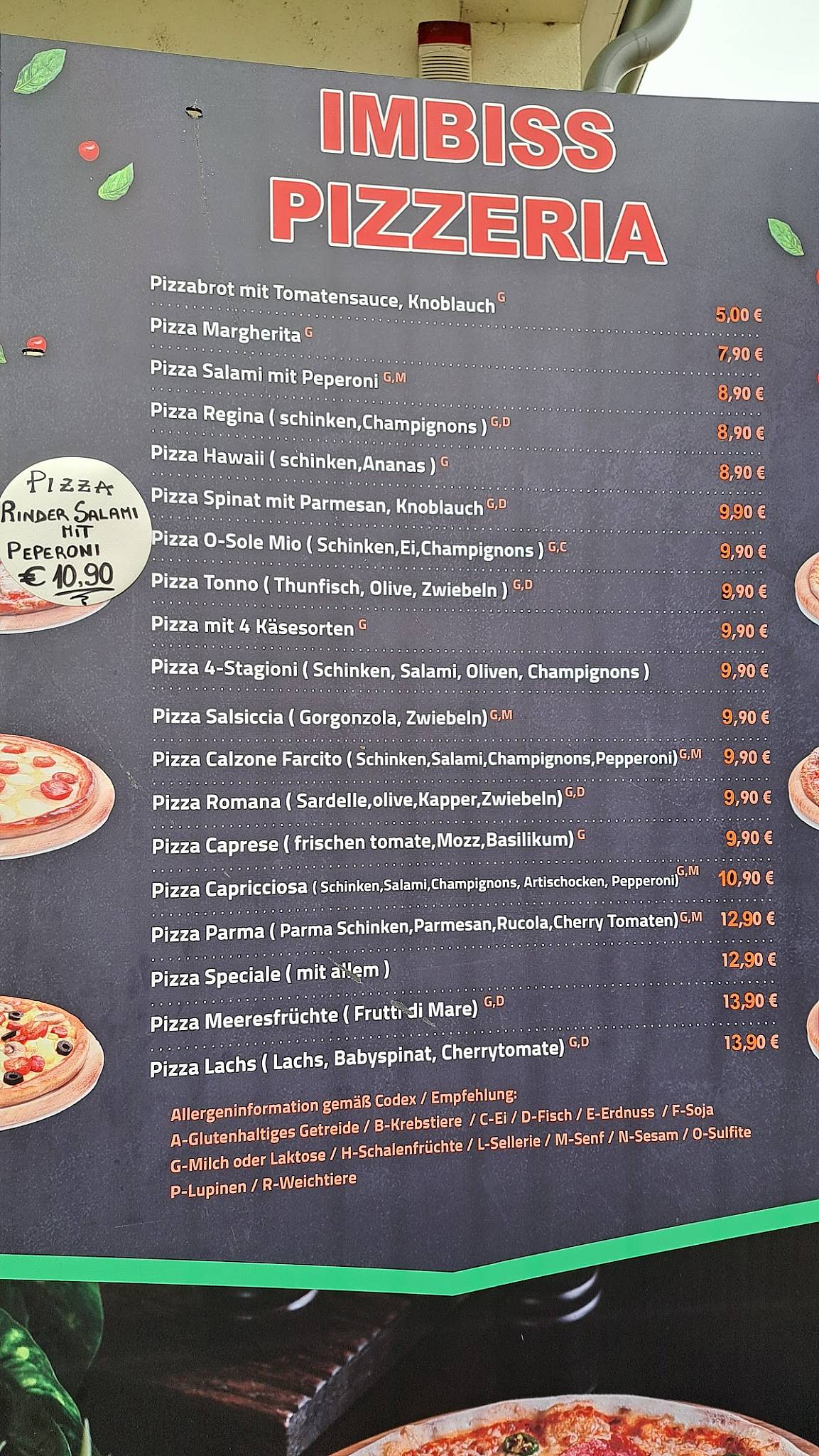 Speisekarte von Edeka Imbiss Pizzeria, Stadtbergen