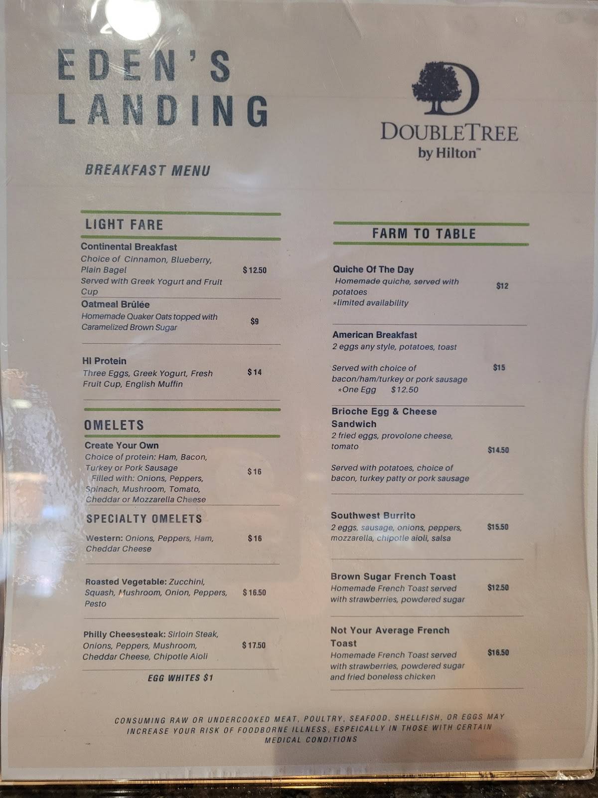 Menu at Eden’s Landing pub & bar, Linthicum Heights