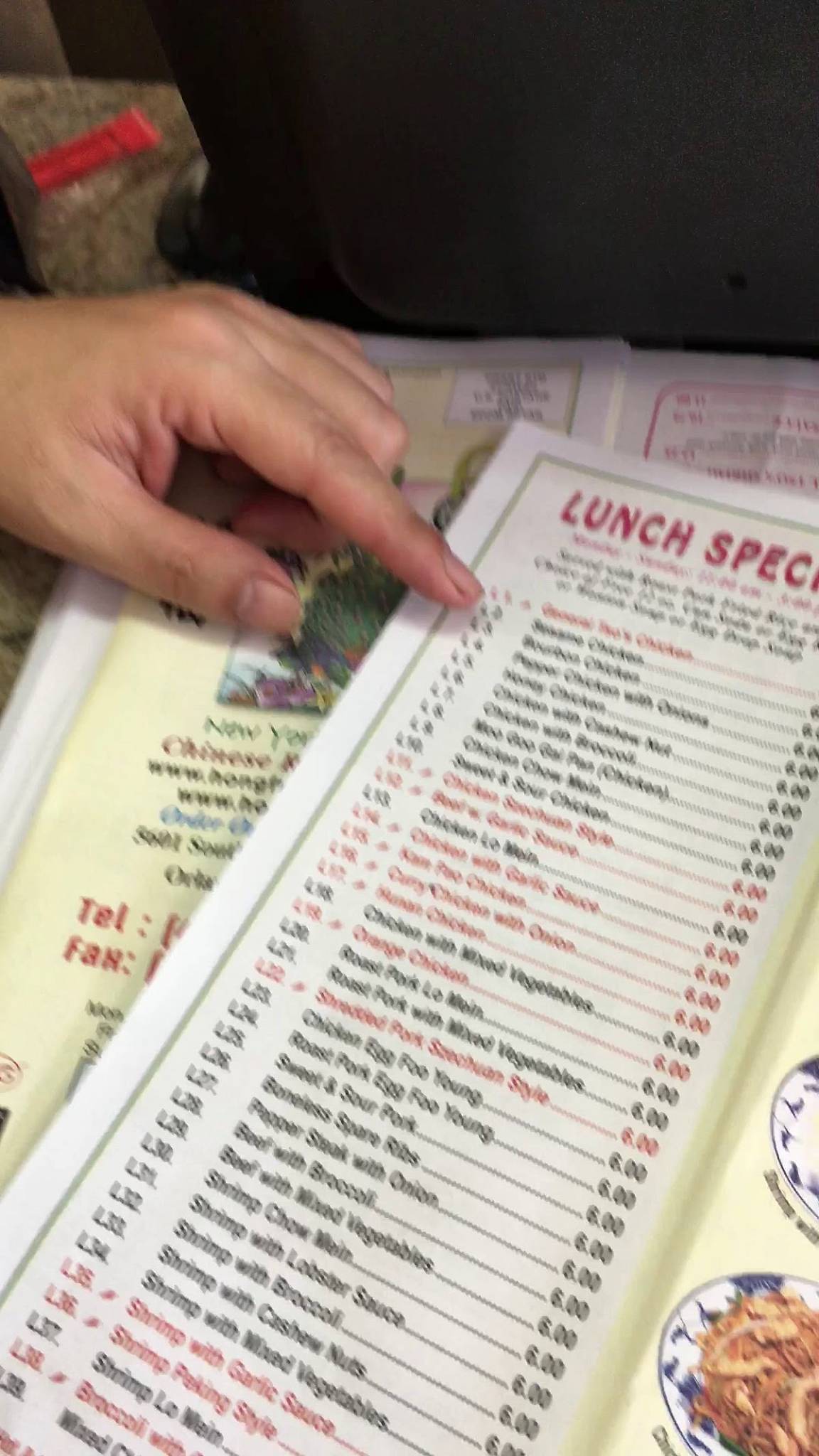 Carta del restaurante Hong Fu, Orlando